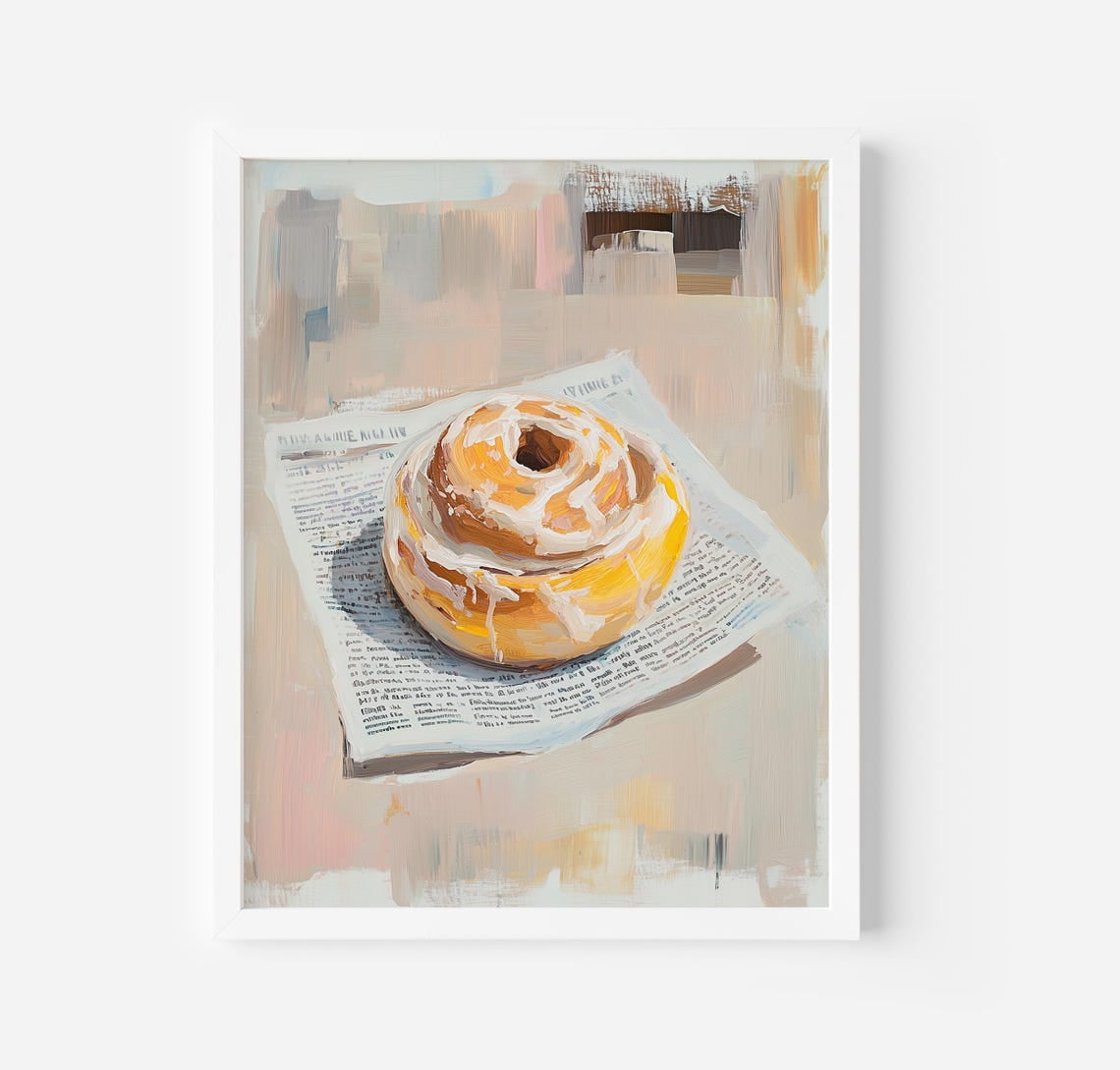 Cinnamon Roll Art Poster Retro Kitchen Decor , Foodie Poster, Bakery ...
