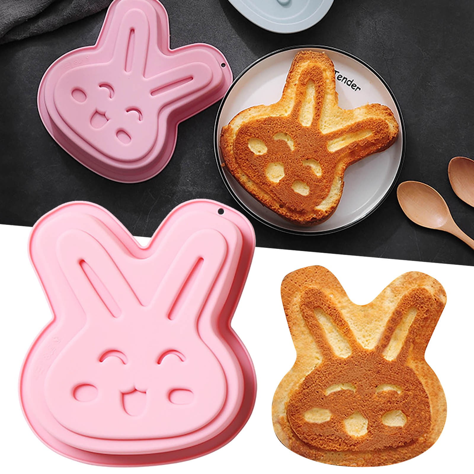 Cinnamon Roll Pan Cake Moulds Set KitchenEaster Bunny Silicone Baking ...