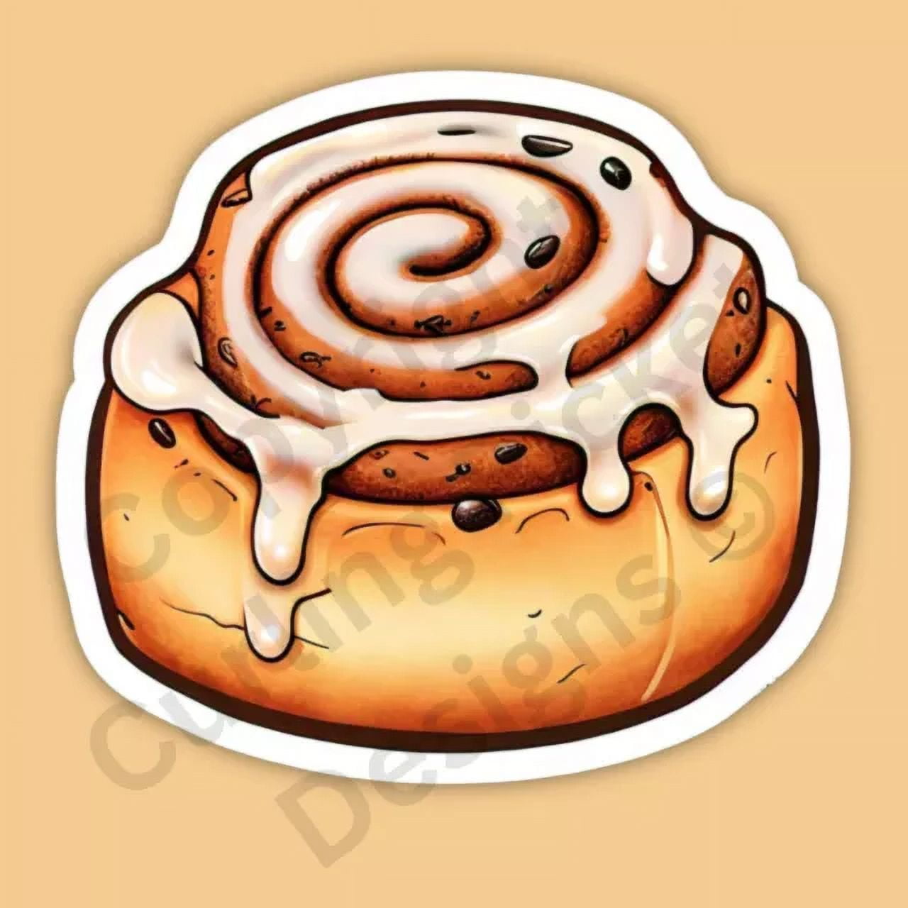 Cinnamon Roll Pastry Baked Food Cute Laptop Sticker Phone Decal Water ...