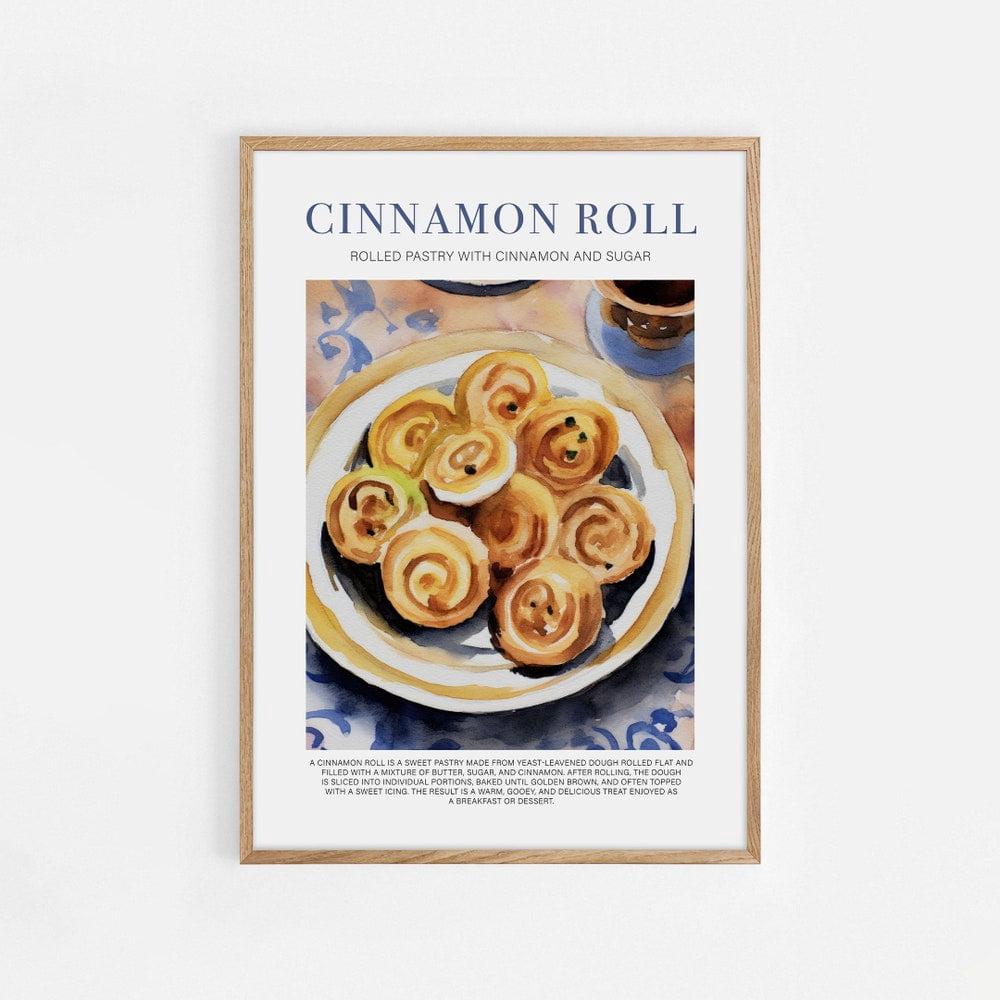 Cinnamon Roll Poster, Food Print, Modern Kitchen Decor, Retro Poster ...