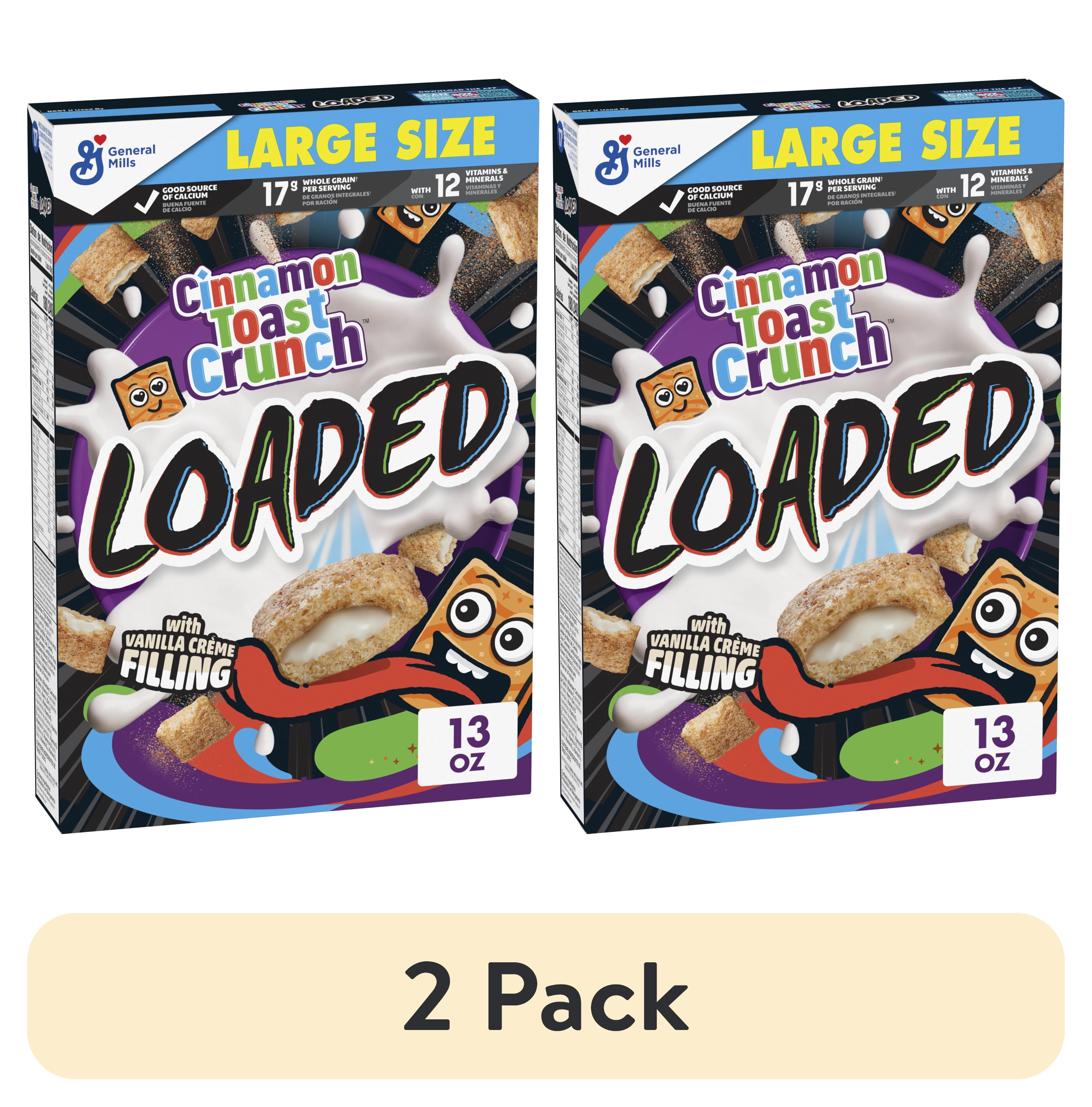 (2 pack) Cinnamon Toast Crunch Loaded Cereal, Large Size, 13 oz ...