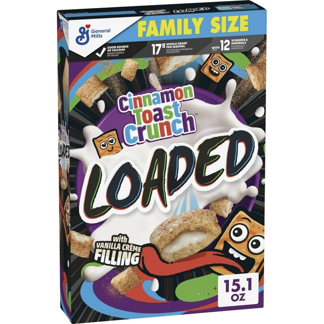 Cinnamon Toast Crunch Loaded Cereal, Made with Whole Grain, Family Size ...