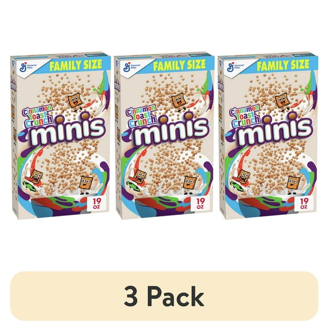 (3 pack) Cinnamon Toast Crunch Minis Breakfast Cereal, Family Size, 19 ...