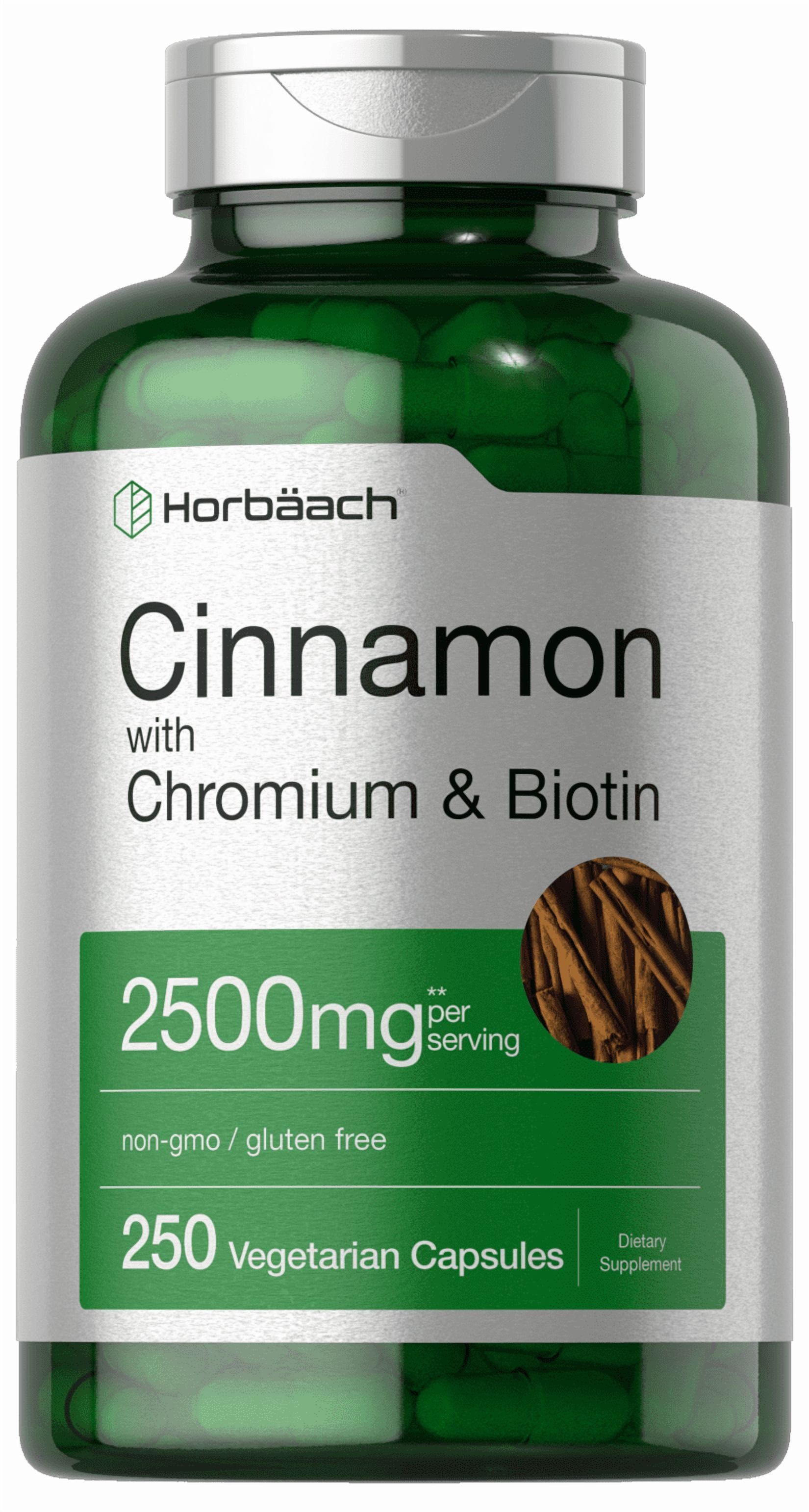Horbaach Cinnamon with Chromium and Biotin 250 Vegetarian Capsules ...