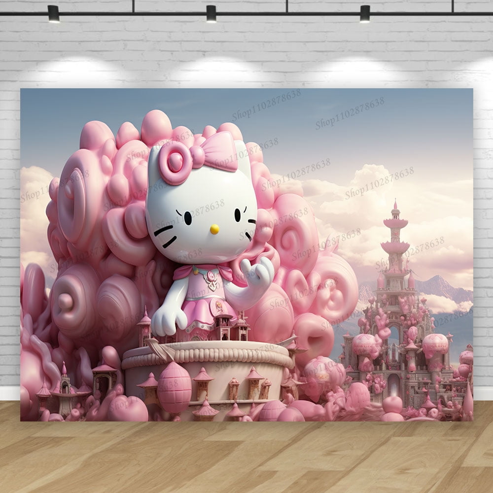 Cinnamonroll Rabbit Party Backdrop Hello Kitty Princess Kids Girl Happy ...