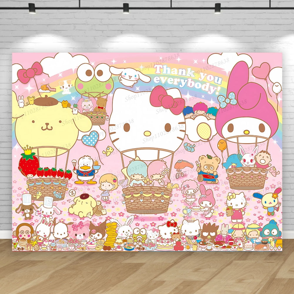 Cinnamonroll Rabbit Party Backdrop Hello Kitty Princess Kids Girl Happy ...