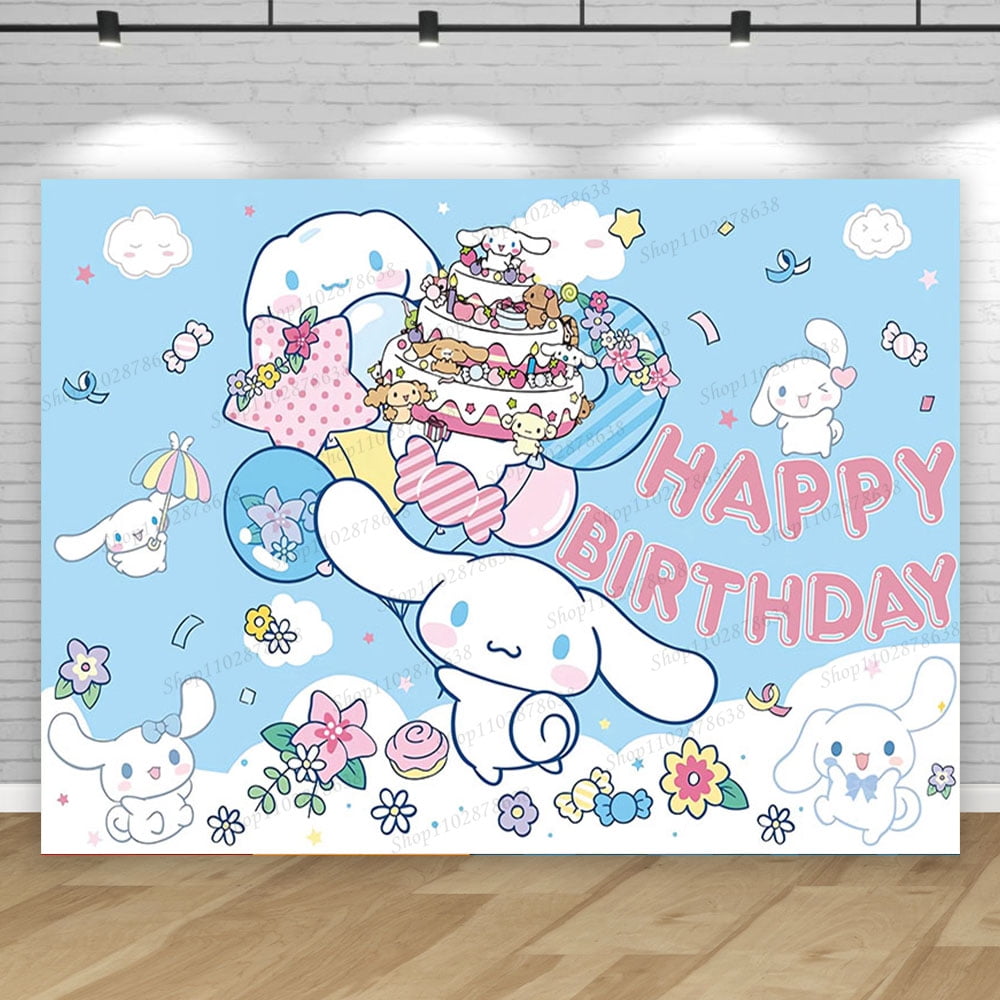Cinnamonroll Rabbit Party Backdrop Hello Kitty Princess Kids Girl Happy ...