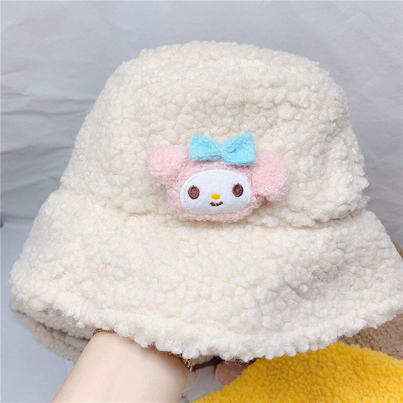Cinnamorol Melody Hello Kitty Pom Pom Purin Lambskin Bucket Hat Autumn ...