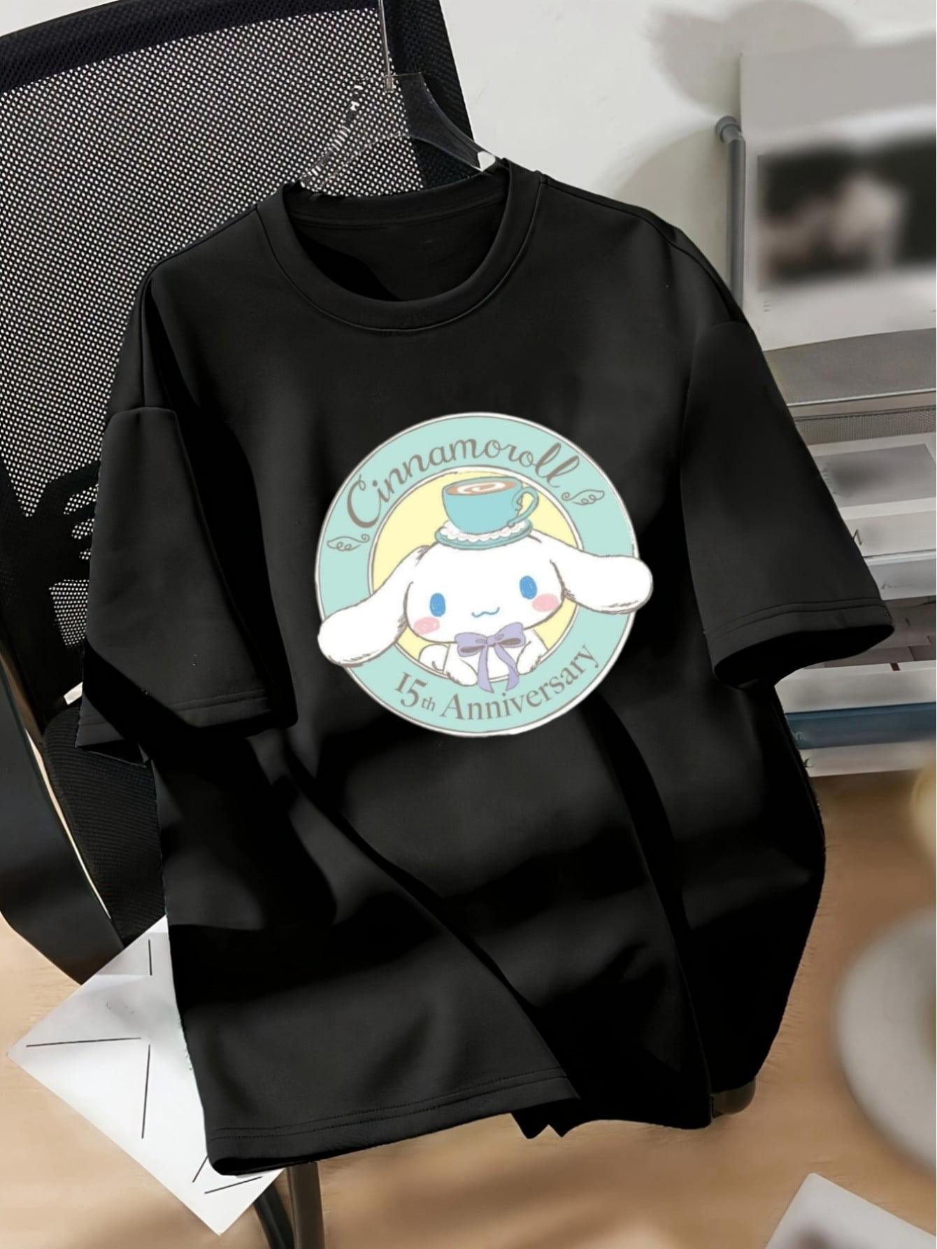 Cinnamoroll 15th Anniversary Graphic T-Shirt - Black Casual Drop ...