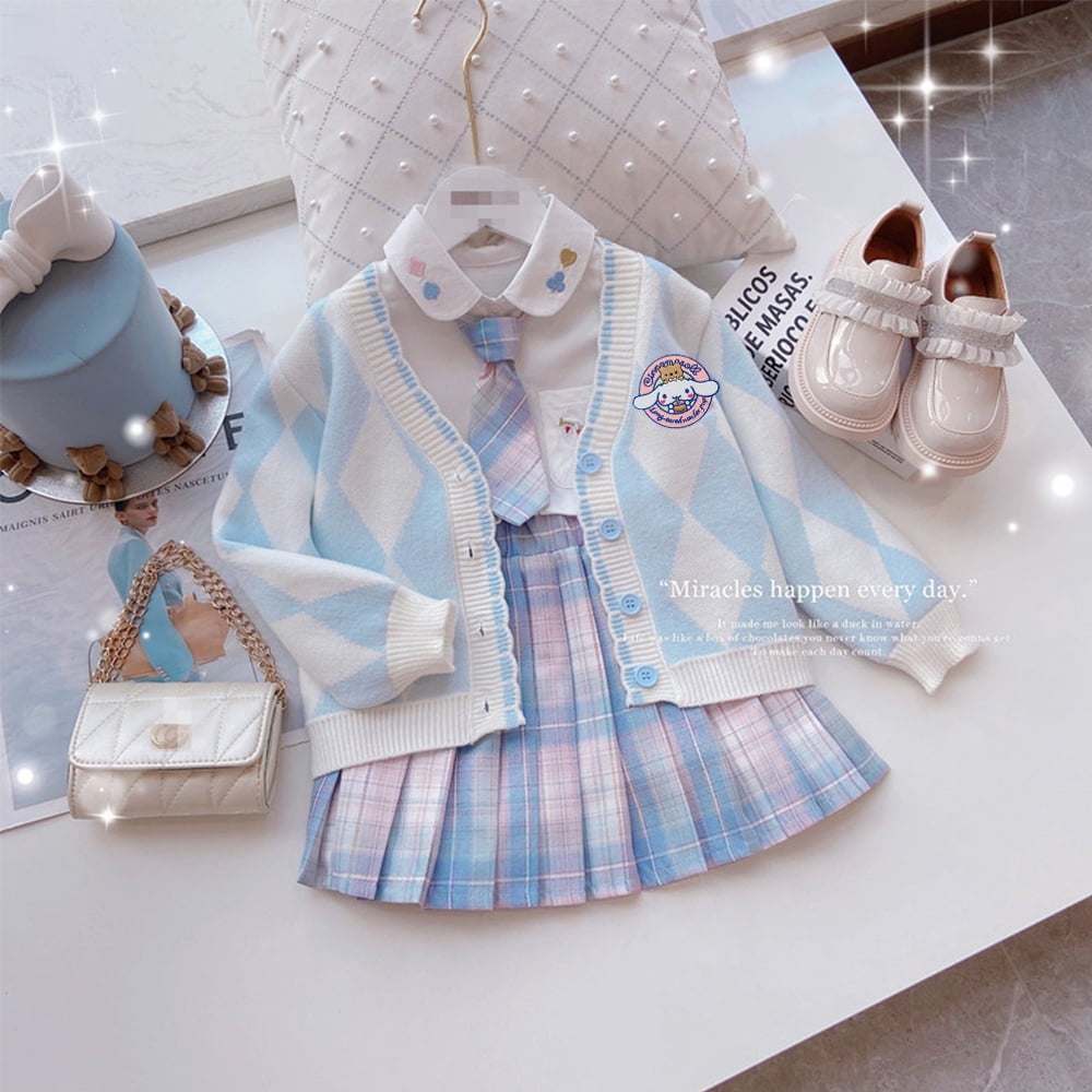 Cinnamoroll 3Pcs Girls' Clothing Jk Plaid Skirt Set Anime Sanrioes ...