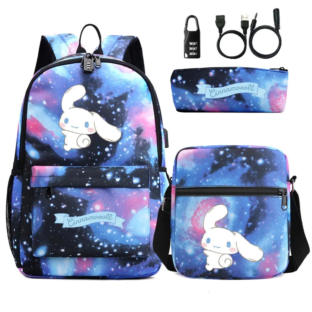 Cinnamoroll Anime Backpacks Sets, Cartoon Laptop Backpack with Shoulder ...