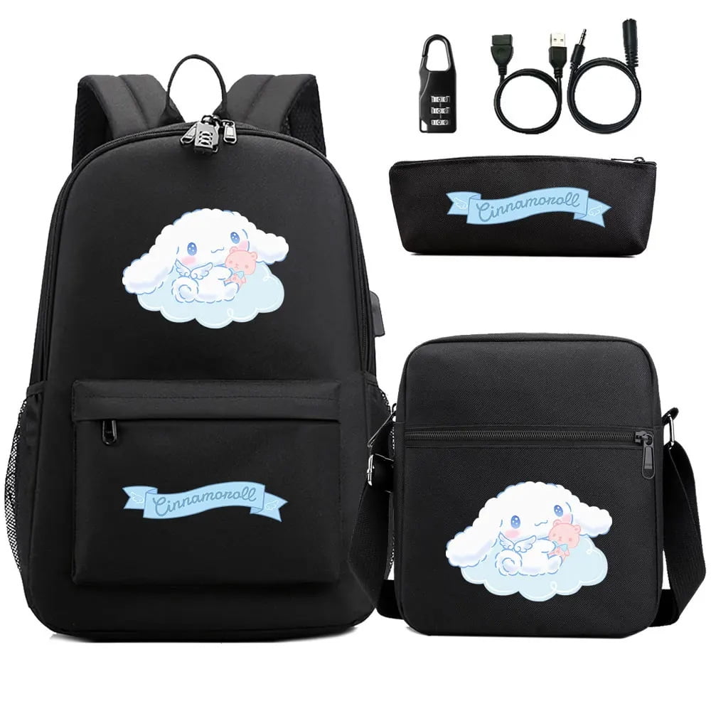 Cinnamoroll Anime Backpacks Sets, Cartoon Laptop Backpack with Shoulder ...