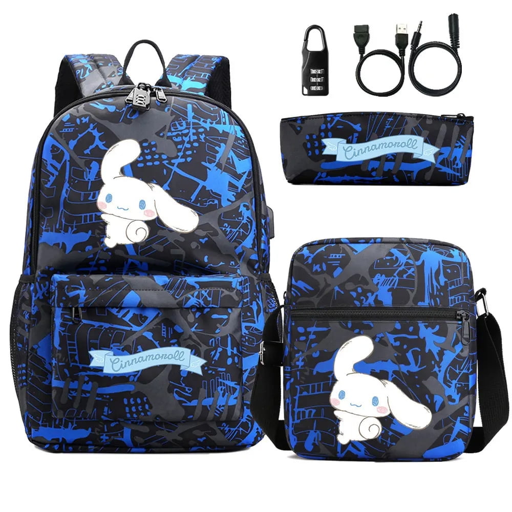 Cinnamoroll Anime Backpacks Sets, Cartoon Laptop Backpack with Shoulder ...