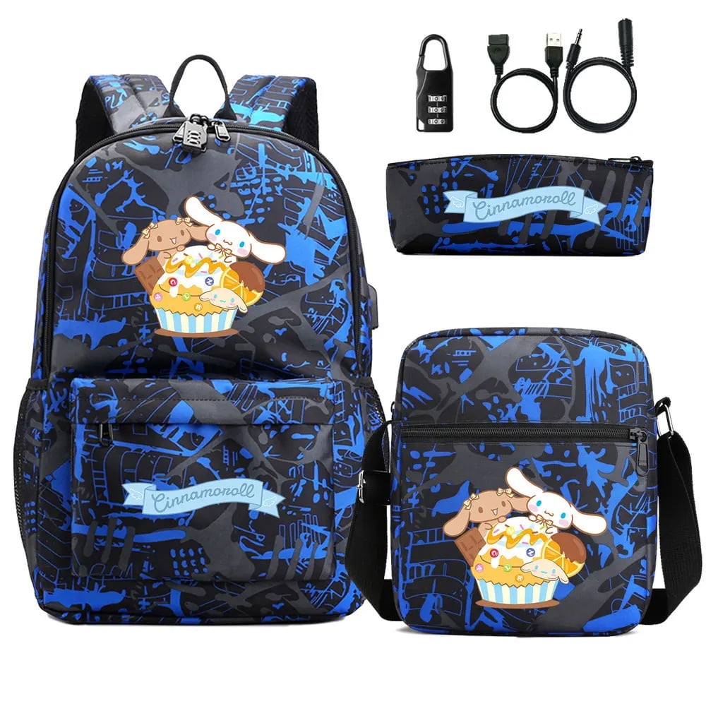 Cinnamoroll Anime Backpacks Sets, Cartoon Laptop Backpack with Shoulder ...