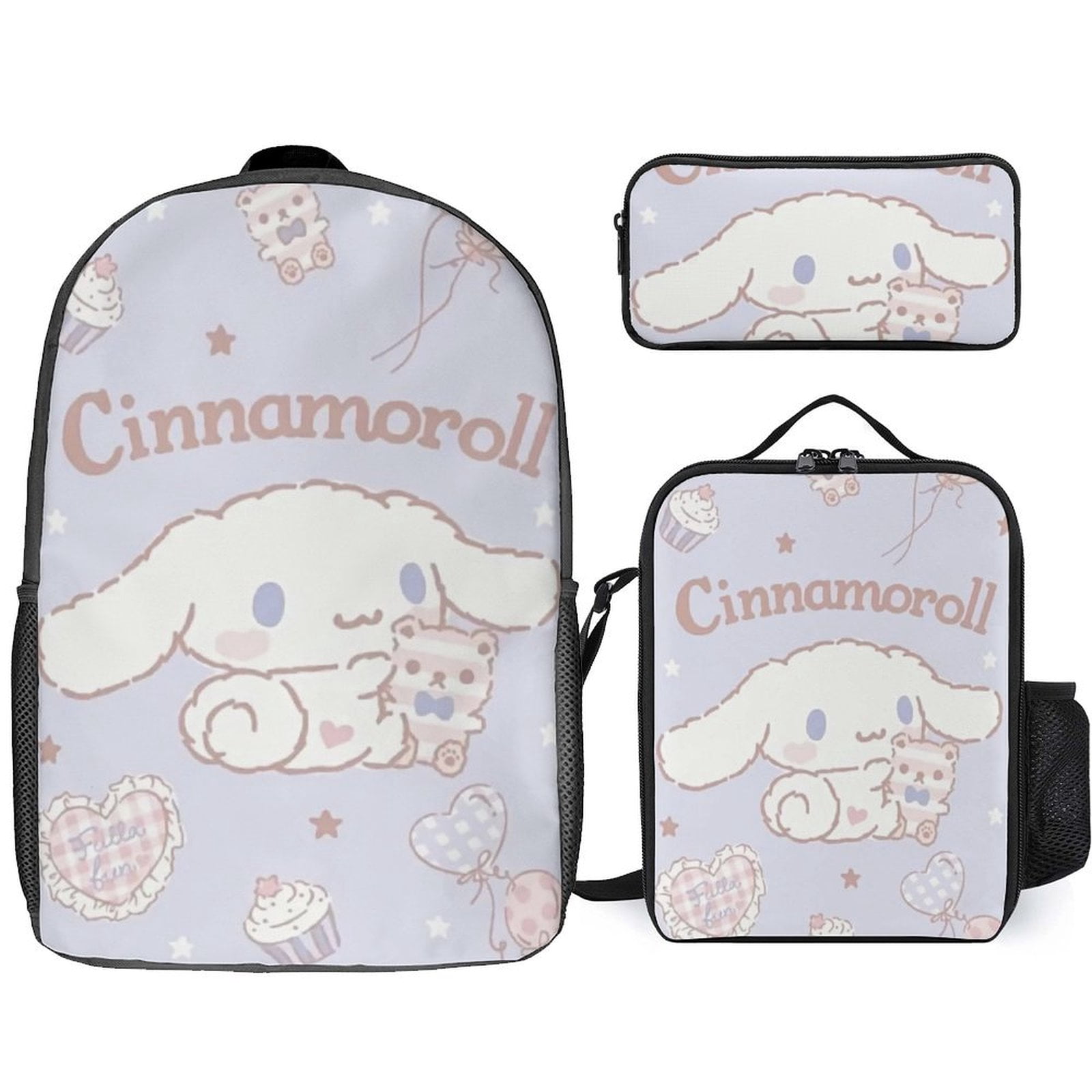 Cinnamoroll Anime Print School Bag 3 Pcs Set, Backpack, Lunch Bag ...