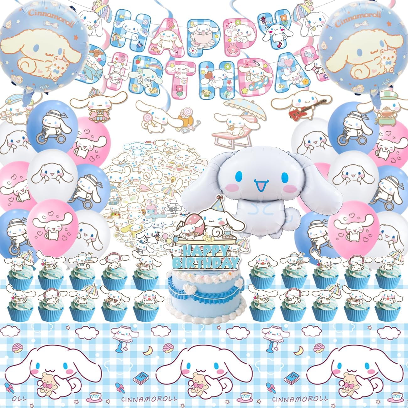 Cinnamoroll Birthday Decorations, 101PCS Party Supplies Set Include ...