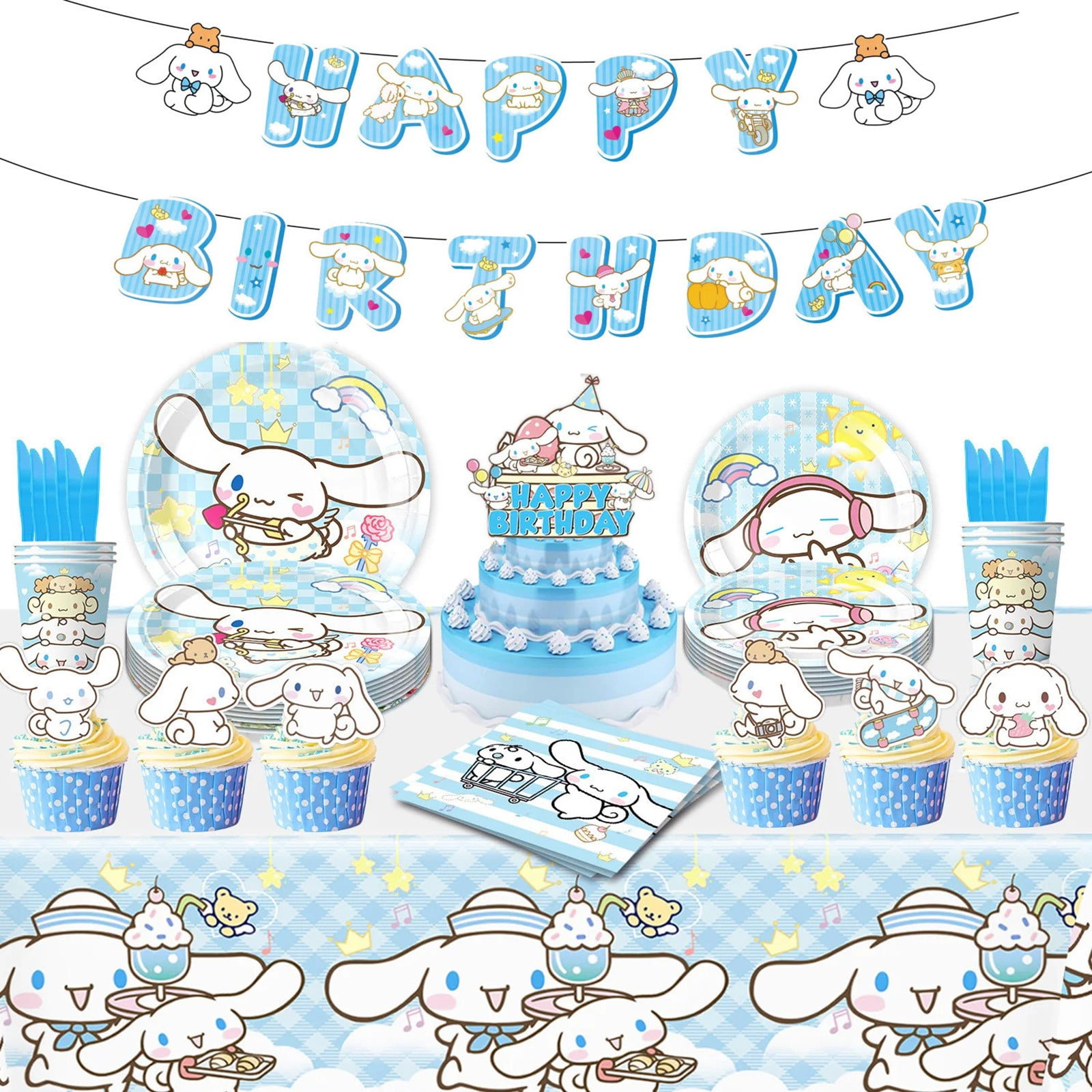 Cinnamoroll Birthday Decorations, Party Supplies Set Include Banner ...