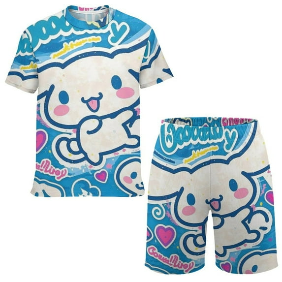 Cinnamoroll Boys Short Sleeve Mesh T-Shirt And Shorts Outfit Set Summer ...