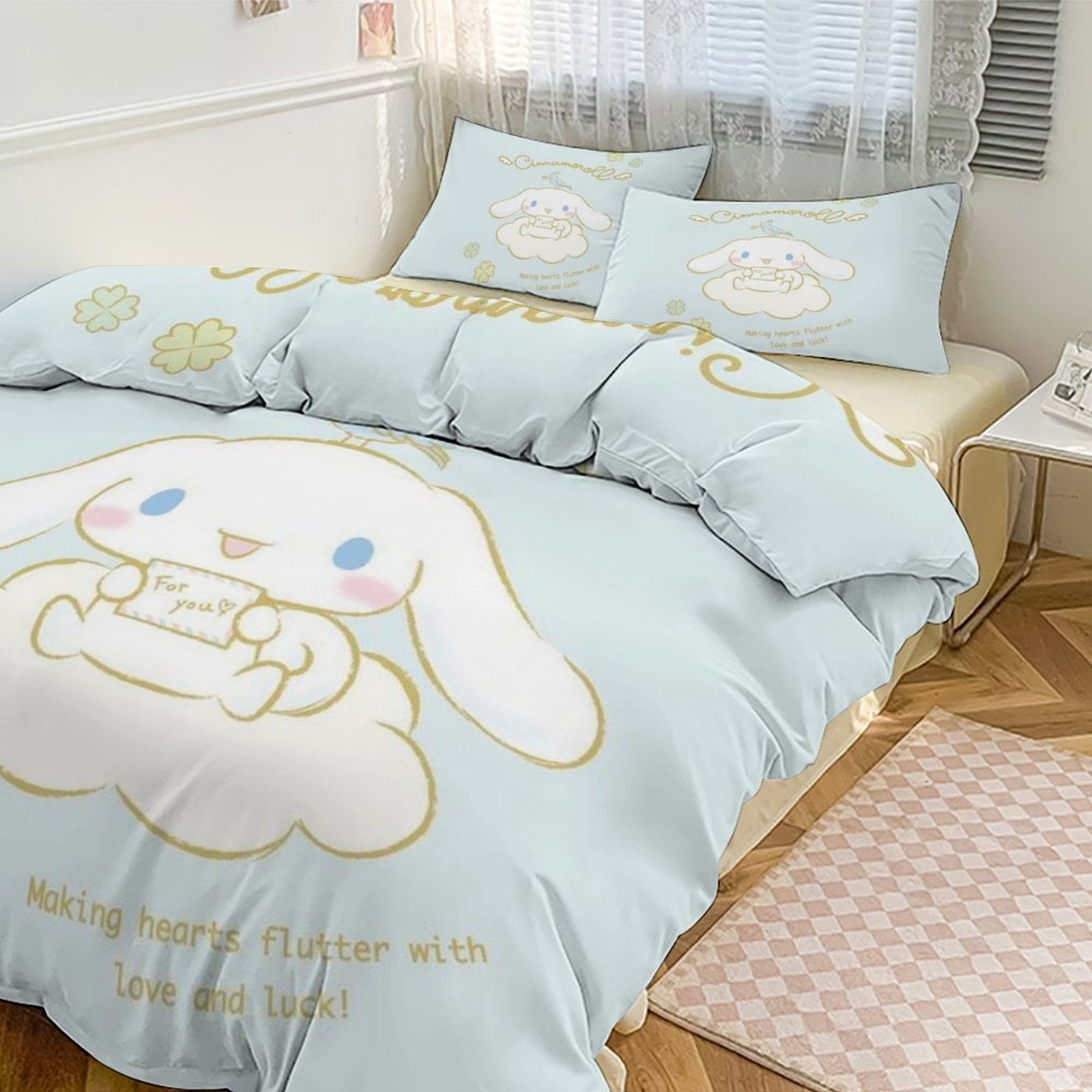 Cinnamoroll Cartoon Anime Bedding Set for All Seasons Queen Duvet Cover ...