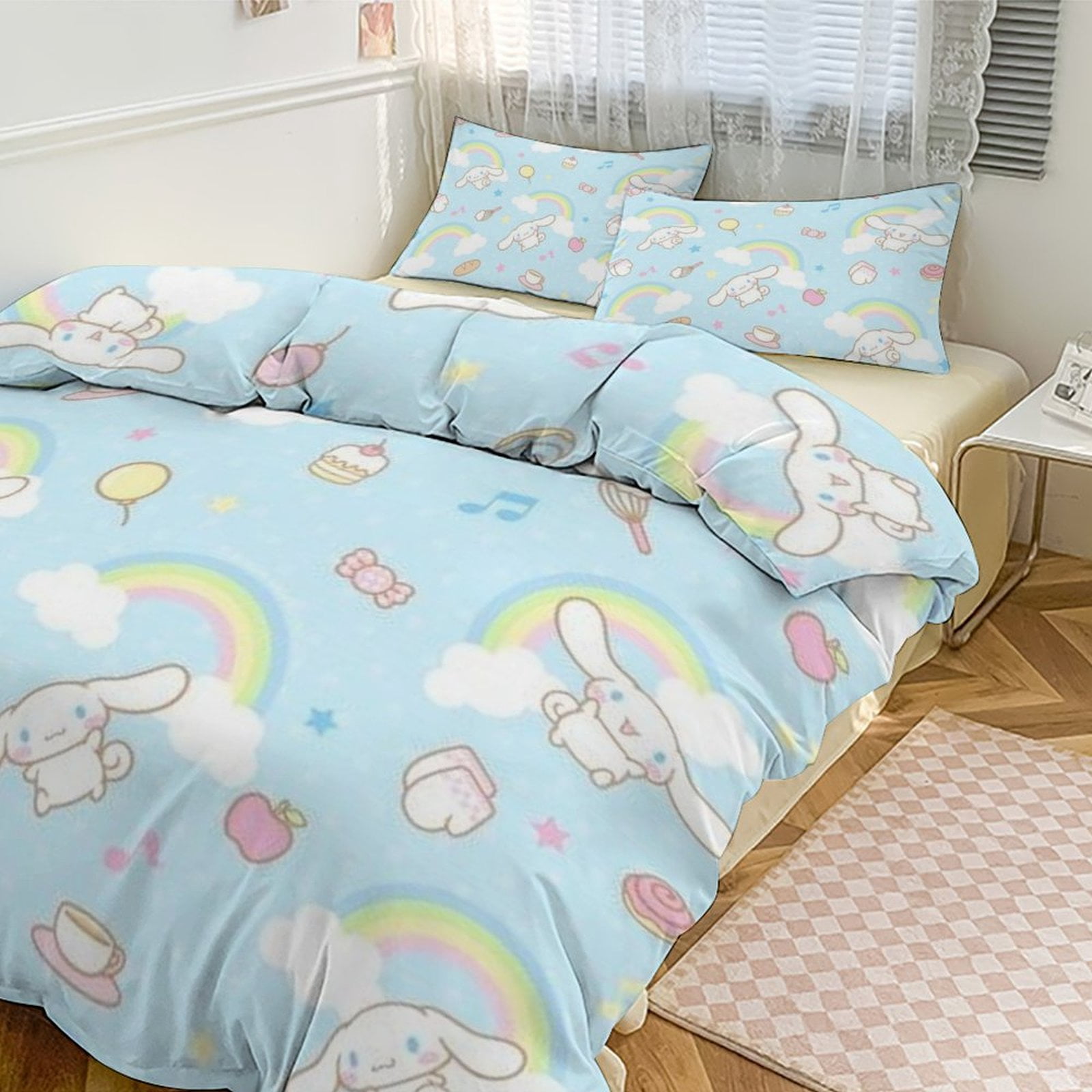 Cinnamoroll Cartoon Anime Bedding Set for All Seasons Queen Duvet Cover ...