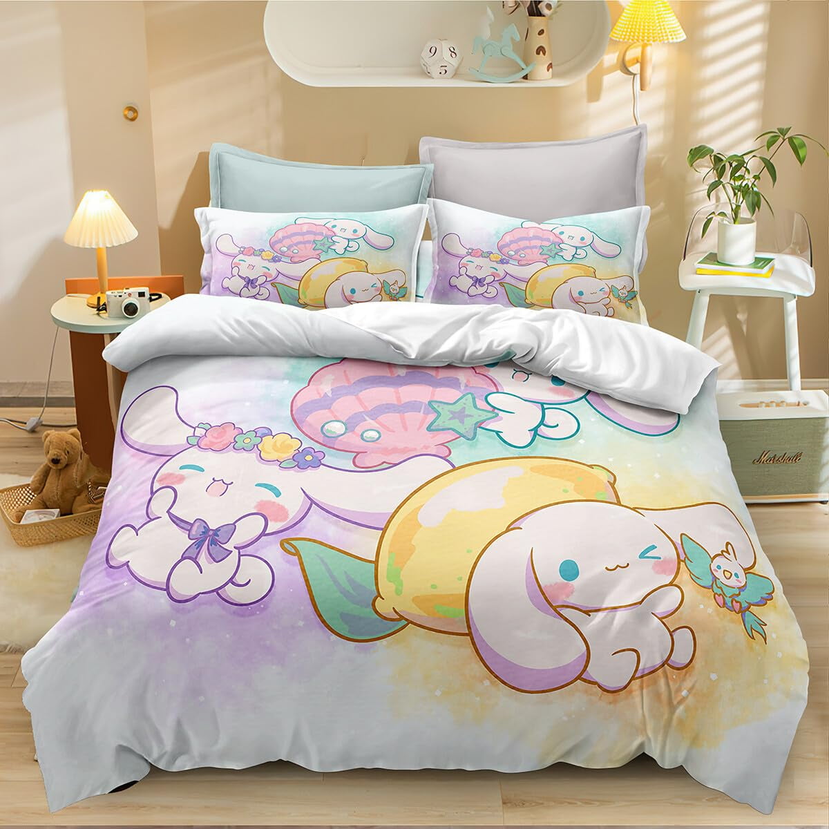 Cinnamoroll Cartoon Anime Cute Cover Bedding Set Full Size Queen King ...