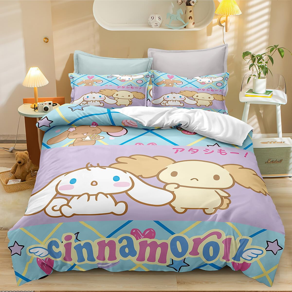 Cinnamoroll Cartoon Anime Cute Cover Bedding Set Full Size Queen King ...
