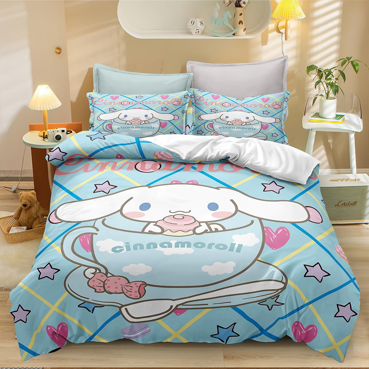 Cinnamoroll Cartoon Anime Cute Cover Bedding Set Full Size Queen King ...