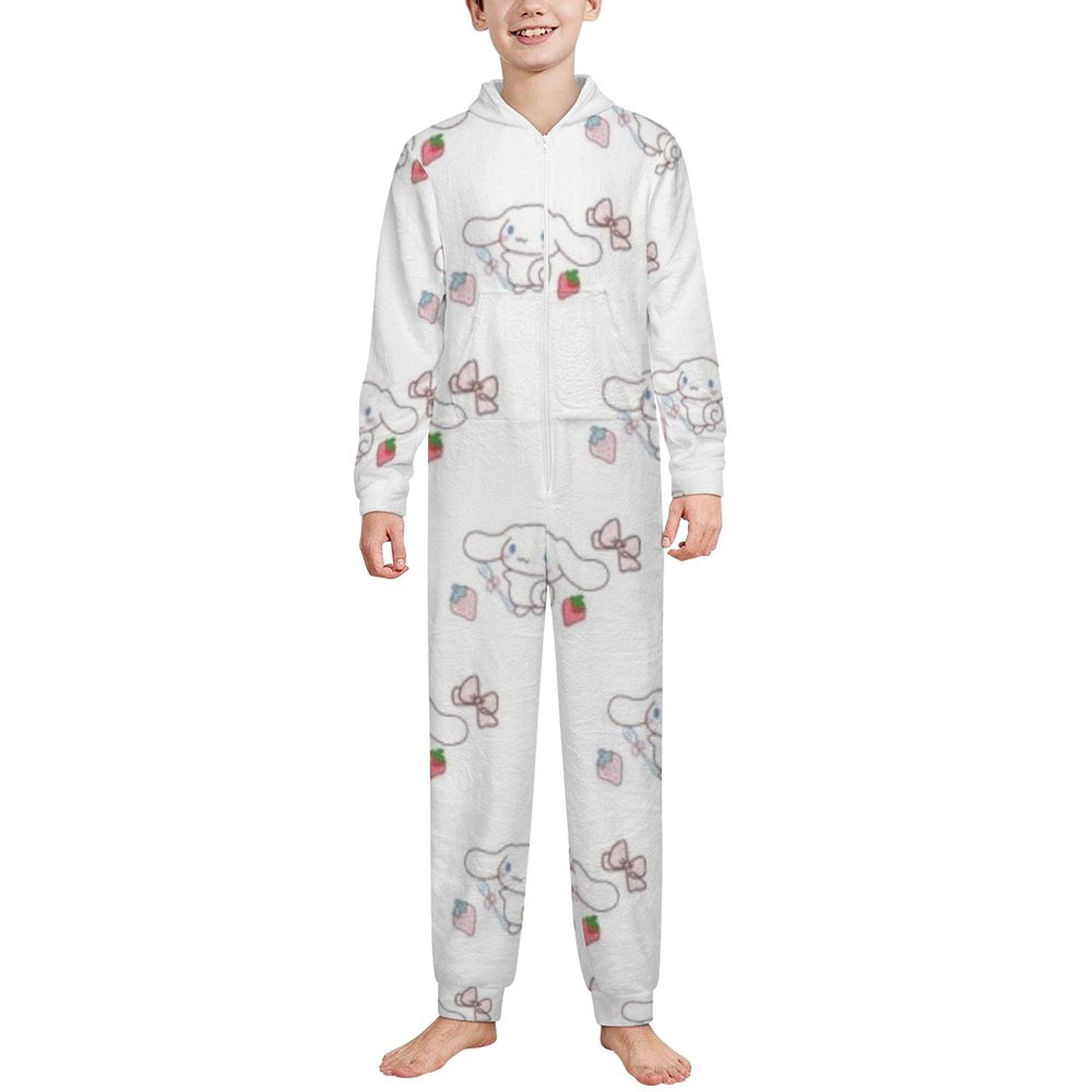 Cinnamoroll Cartoon Flannel one-piece pajamas Home wear for kids with ...