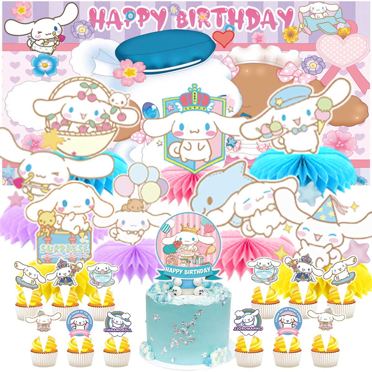 Cinnamoroll Cinnamon Honeycomb Centerpieces Table Toppers Backdrop ...