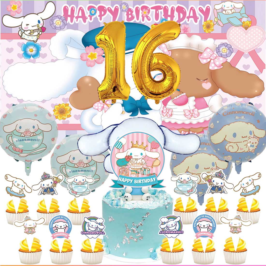 Cinnamoroll Cinnamon Party Supplies Decor 16th Kit Balloons Birthday ...