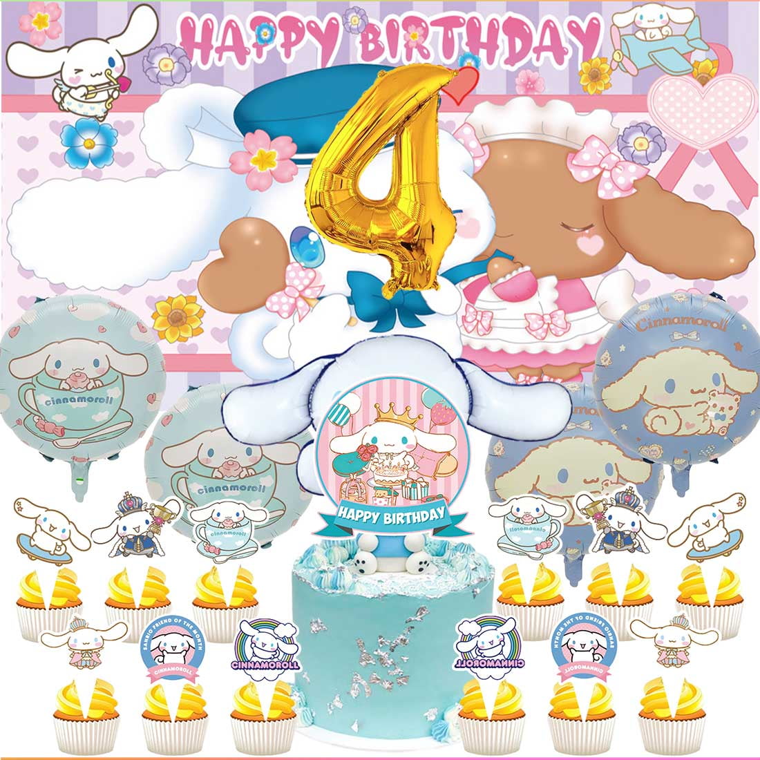 Cinnamoroll Cinnamon Party Supplies Decor 4th Kit Balloons Birthday ...