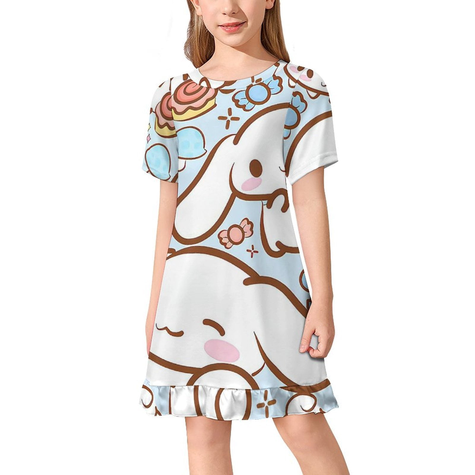 Cinnamoroll Girls Short Sleeve Dress A Line Twirly Skater Dress Casual ...