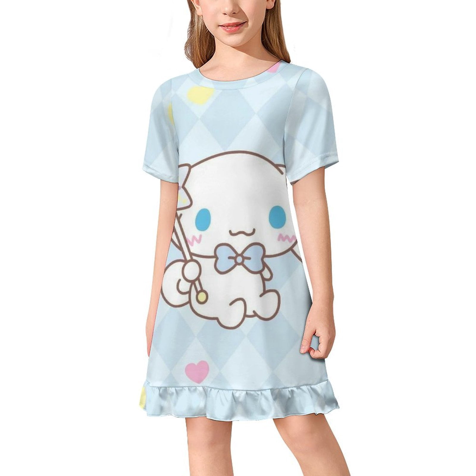 Cinnamoroll Girls Short Sleeve Dress A Line Twirly Skater Dress Casual ...