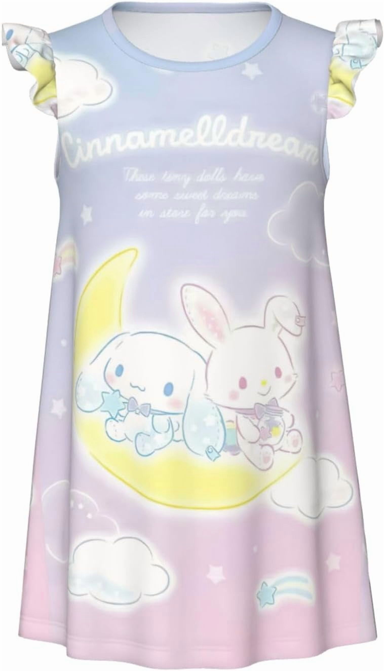 Cinnamoroll Happy Girls Ruffle Sleeve Soft Nightgown Sleepwear Pajamas One-piece Loungewear ...