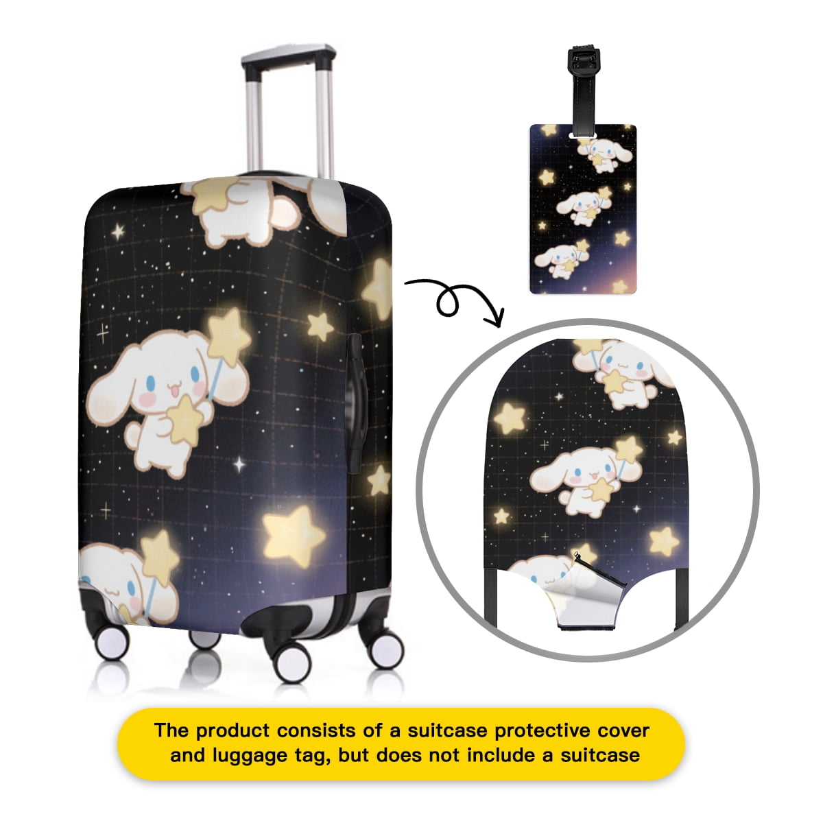 Cinnamoroll Hard Shell Suitcase Cover with Luggage Tag, 21inch/25inch ...
