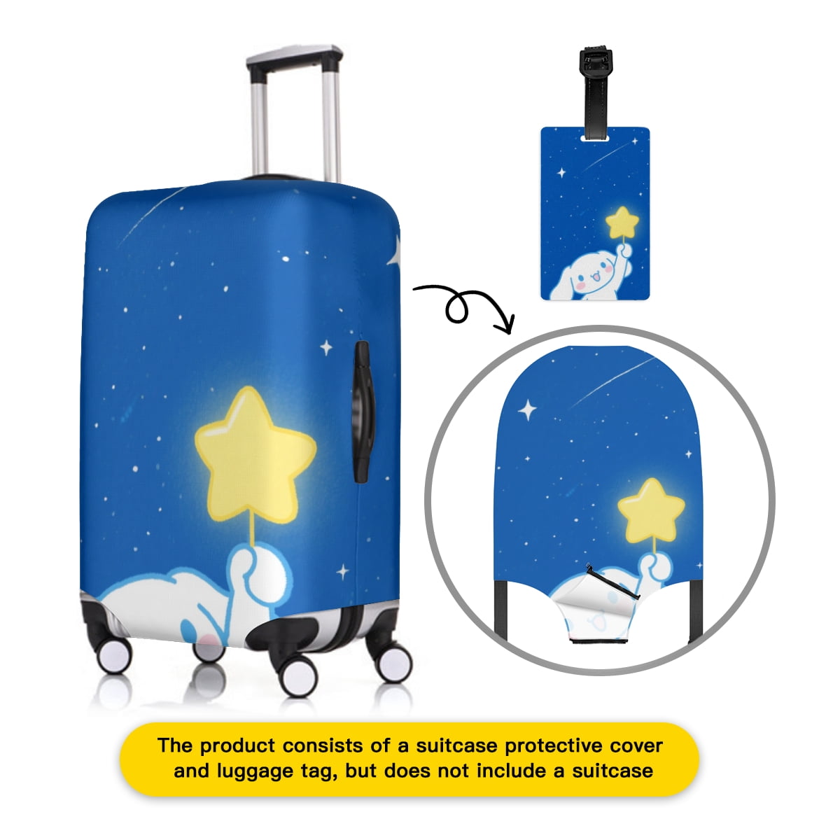 Cinnamoroll Hard Shell Suitcase Cover with Luggage Tag, 21inch/25inch ...