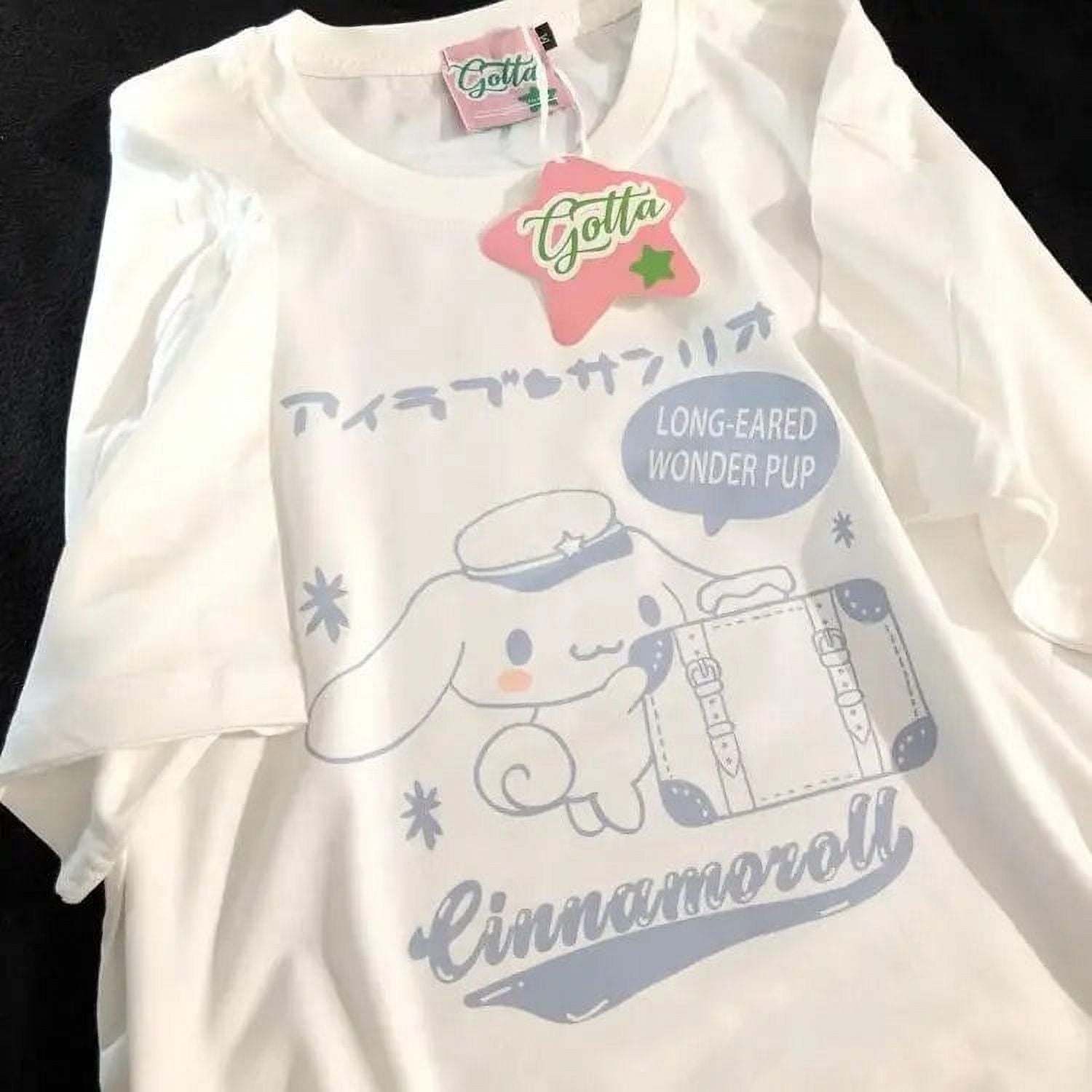 Cinnamoroll Hello Kitty Clothes Cartoon Print Women T-shirt Harajuku ...