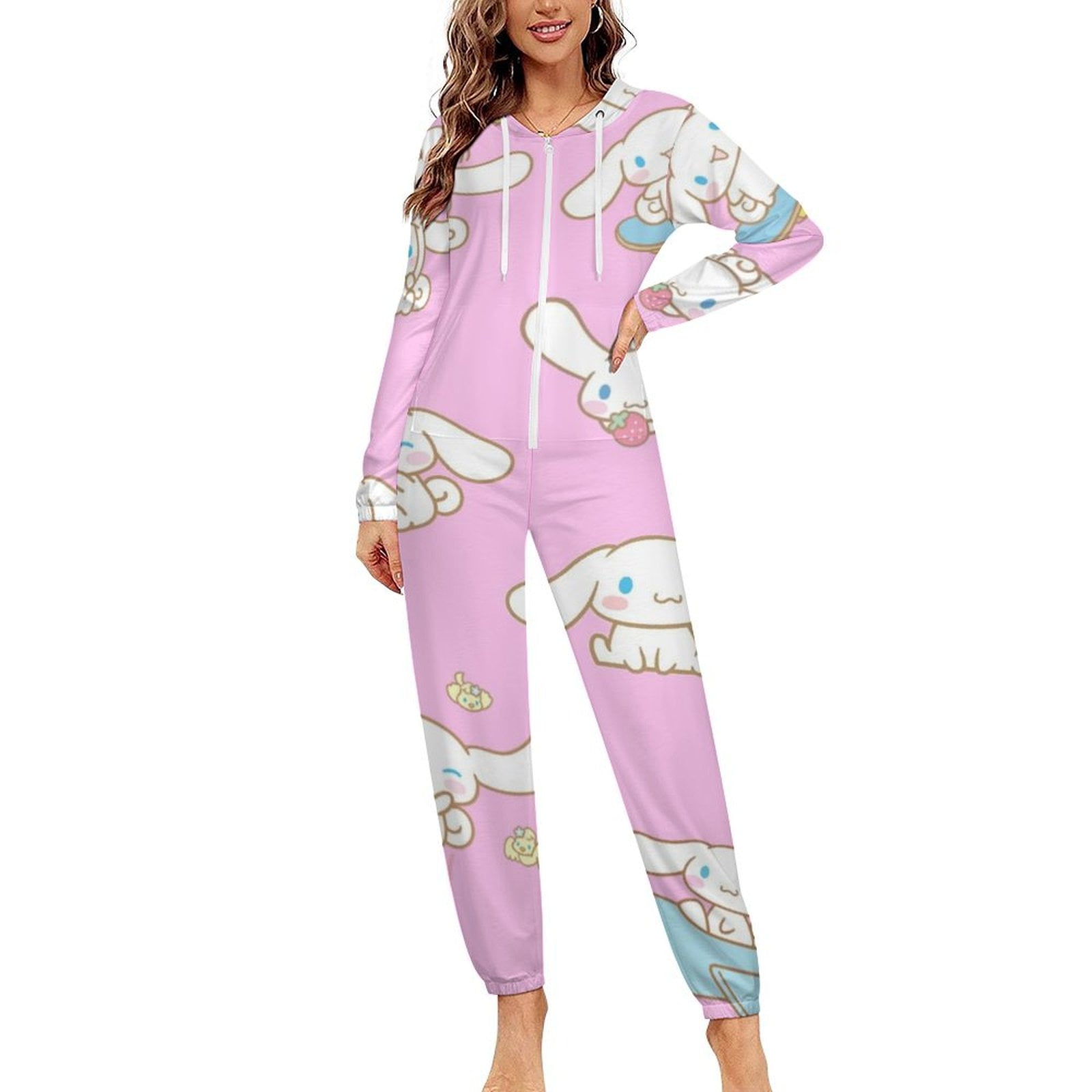 Cinnamoroll Hood zipper one-piece pajamas for women L - Walmart.com