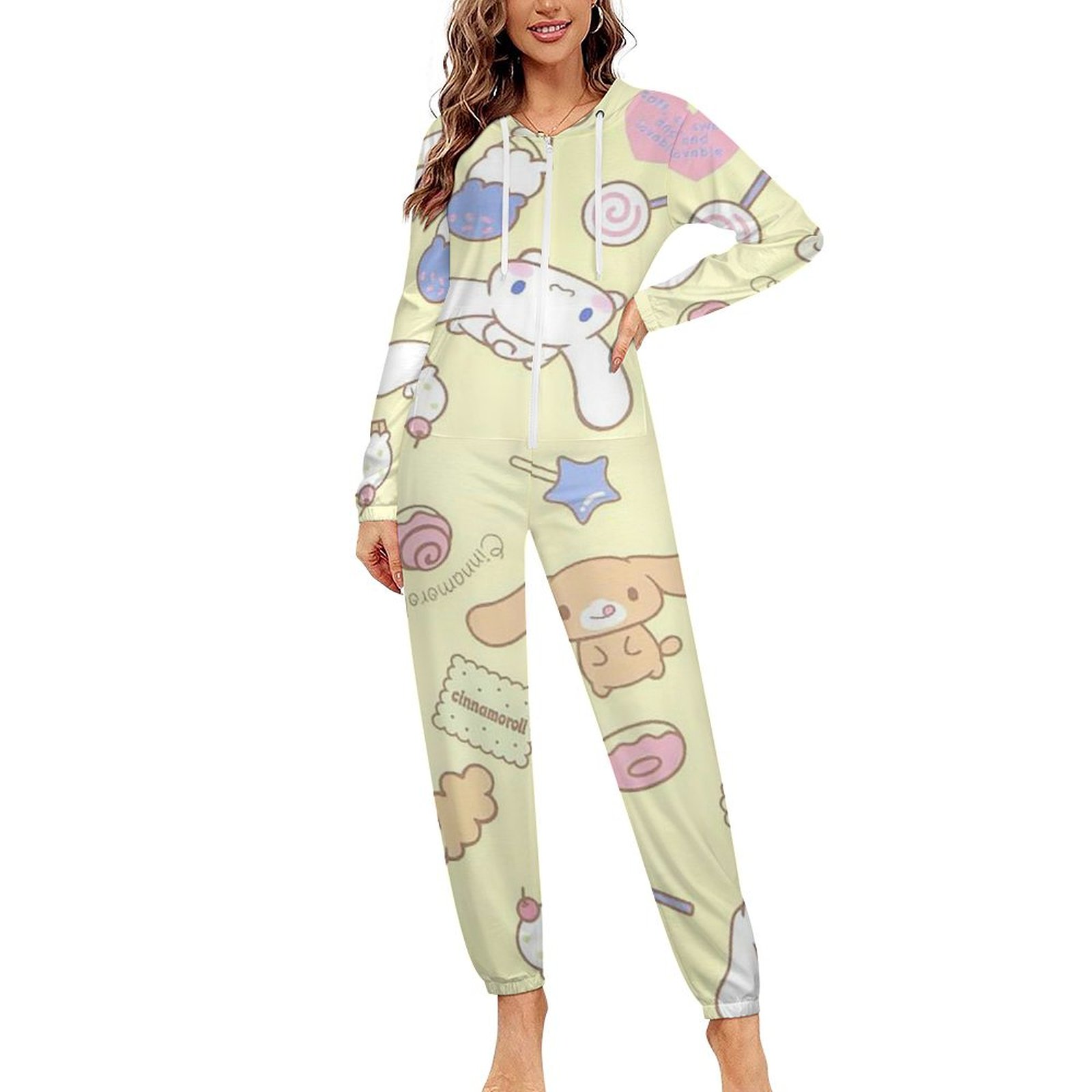 Cinnamoroll Hood zipper one-piece pajamas for women L - Walmart.com