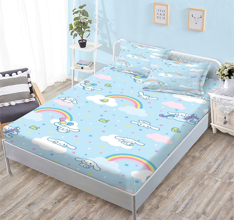 Cinnamoroll Kuromi Melody fitted bed sheet 3pcs set (fitted sheet+2 ...