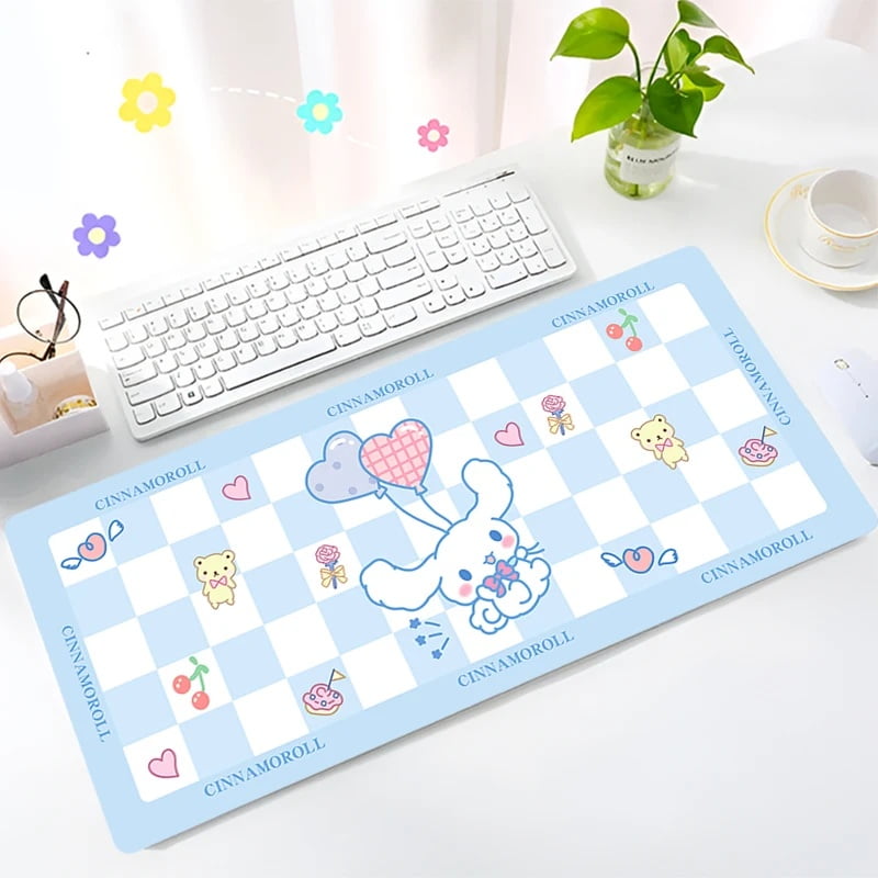 Cinnamoroll Mats Blue Pink Kawaii Bowknot Mouse Pad XXL Gaming Desk ...