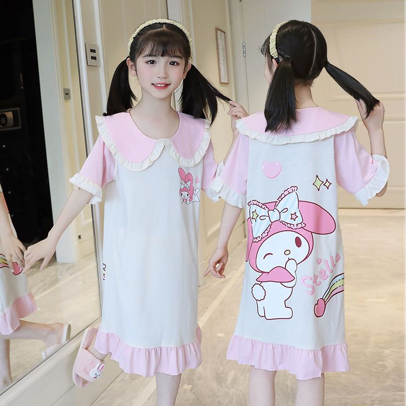 Cinnamoroll My Melody Anime Kawaii Sanrio Short Sleeve Nightdress ...