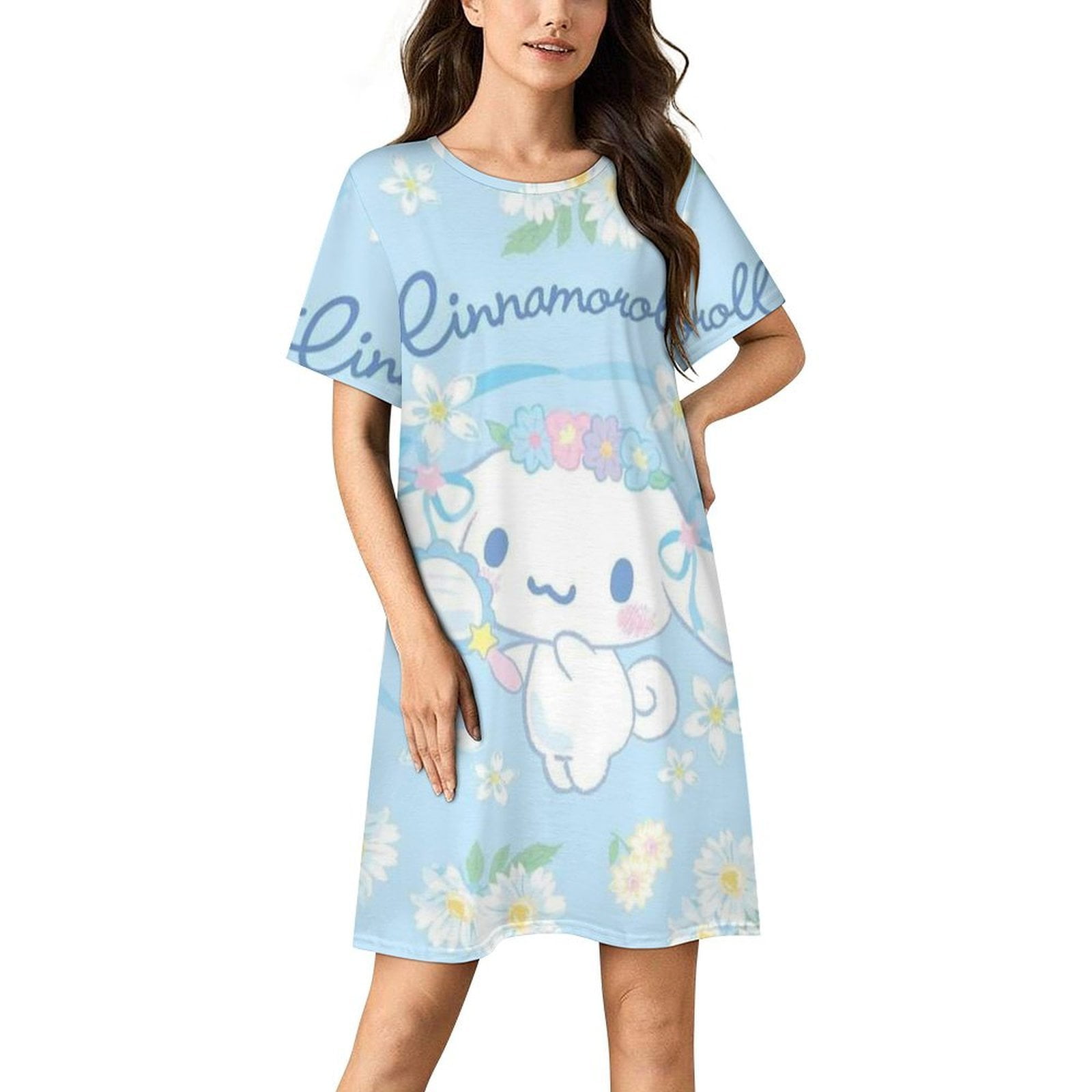 Cinnamoroll Nightgowns for Women Short Sleeve Night Gown Soft Sleep ...