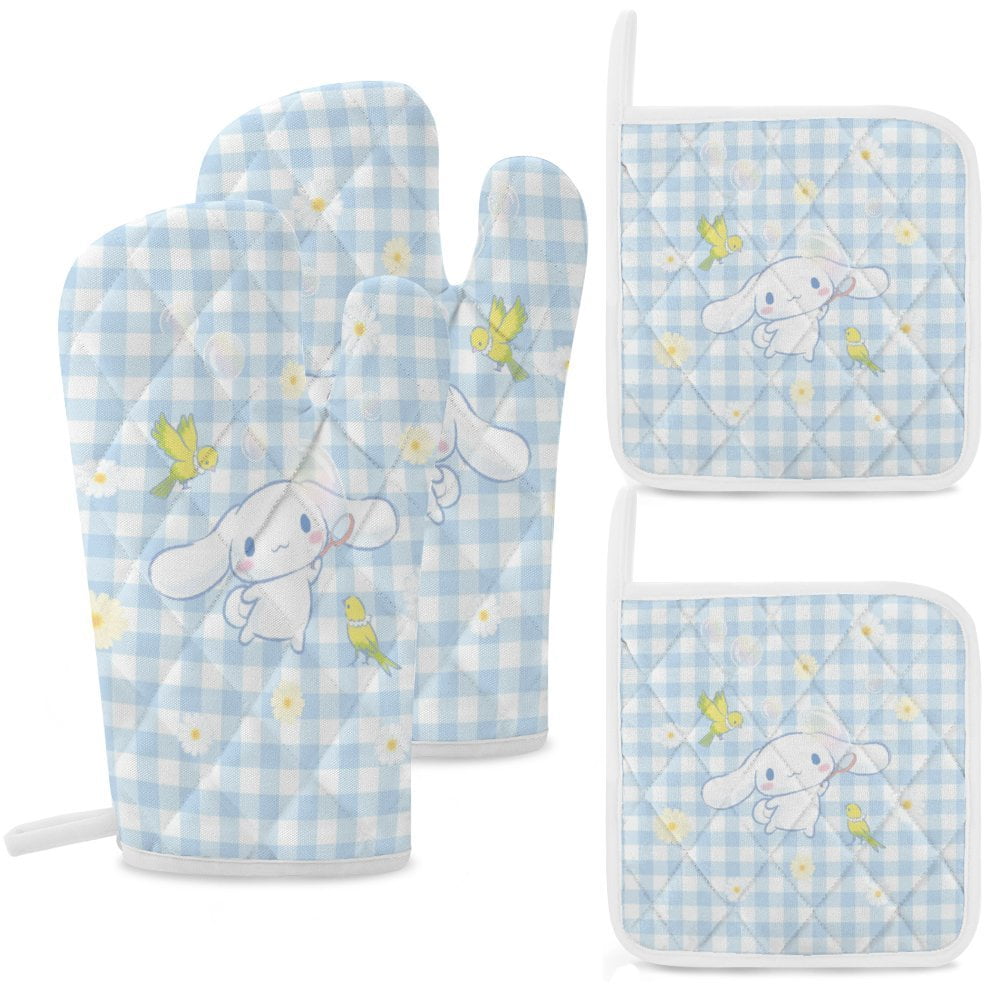 Cinnamoroll Oven Mitts And Pot Holders Set 4 Pcs, Heat Resistant Oven ...