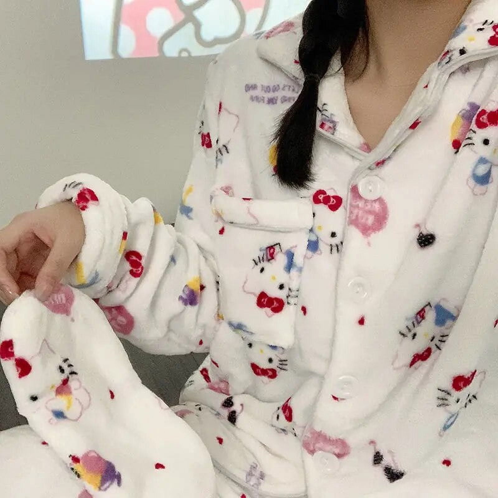 Cinnamoroll Pajamas Female Sanrios Autumn Winter Coral Fleece Anime