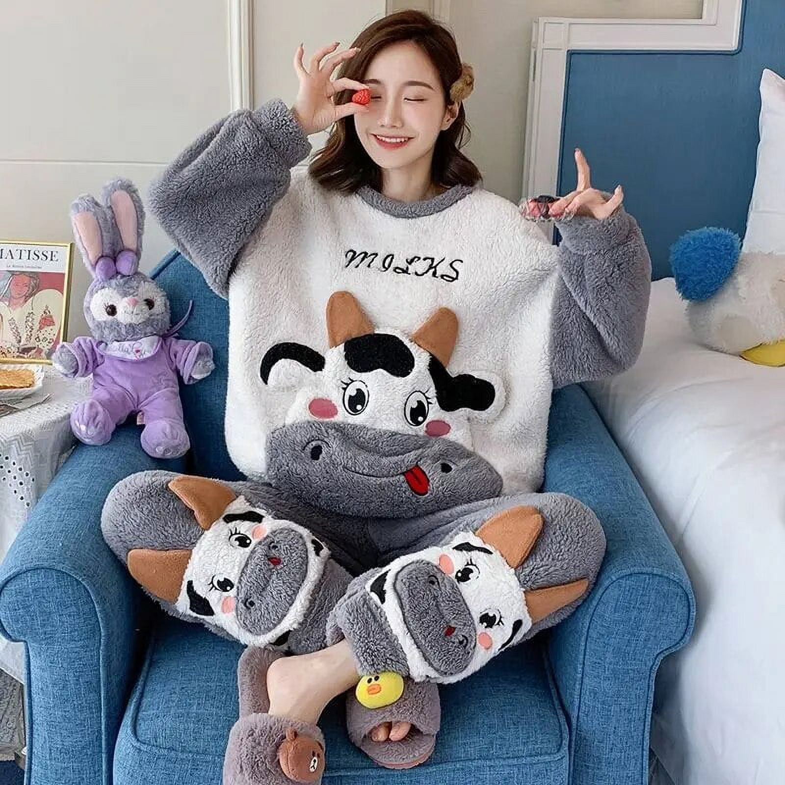 Cinnamoroll Pajamas Female Sanrios Autumn Winter Coral Fleece Anime