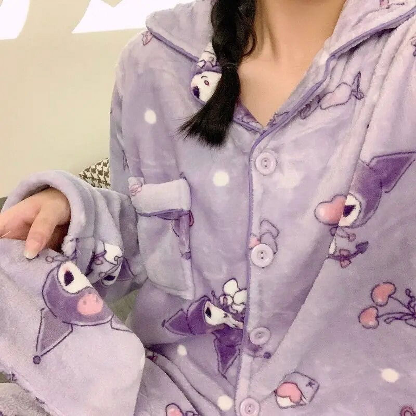 Cinnamoroll Pajamas Female Sanrios Autumn Winter Coral Fleece Anime