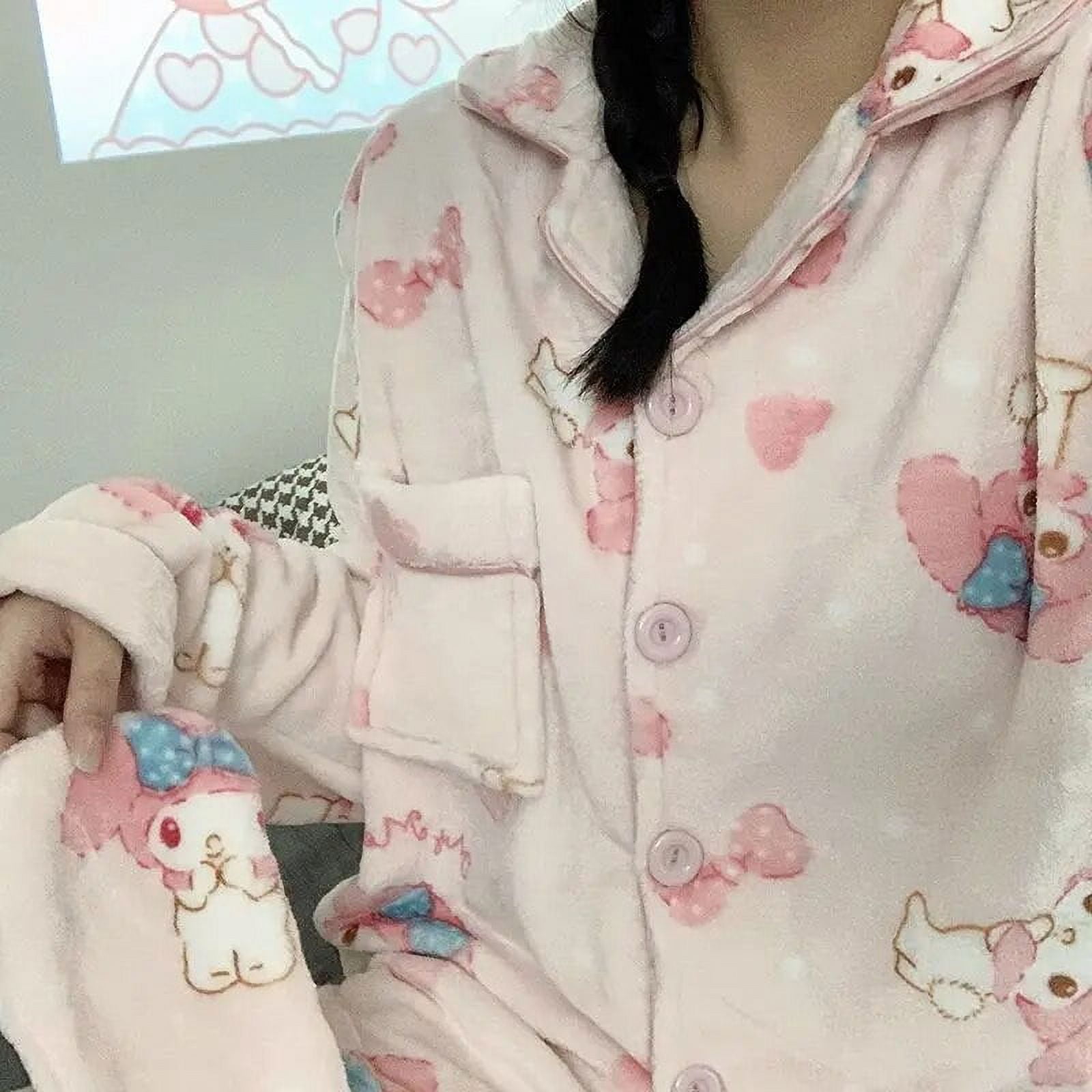 Cinnamoroll Pajamas Female Sanrios Autumn Winter Coral Fleece Anime