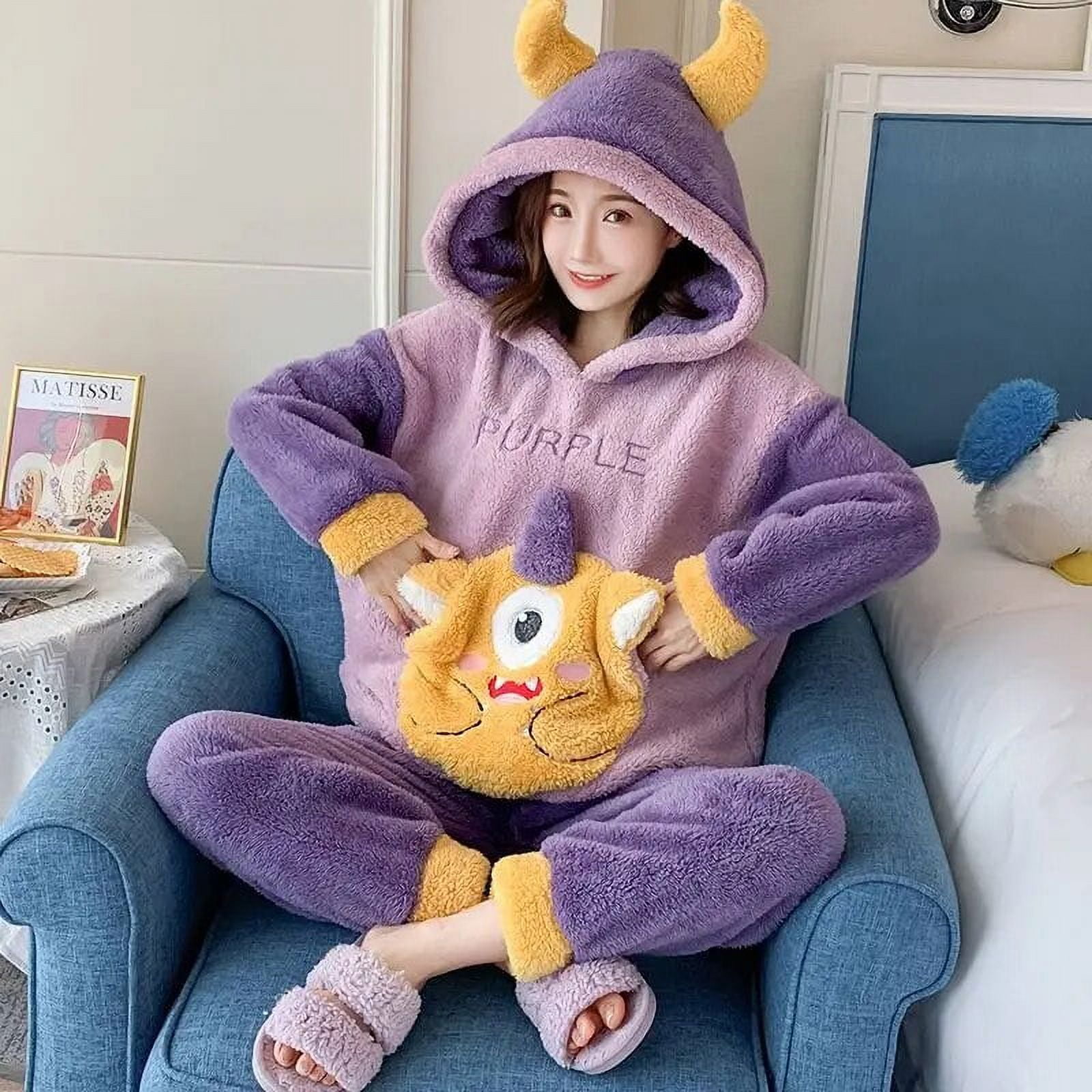 Cinnamoroll Pajamas Female Sanrios Autumn Winter Coral Fleece Anime