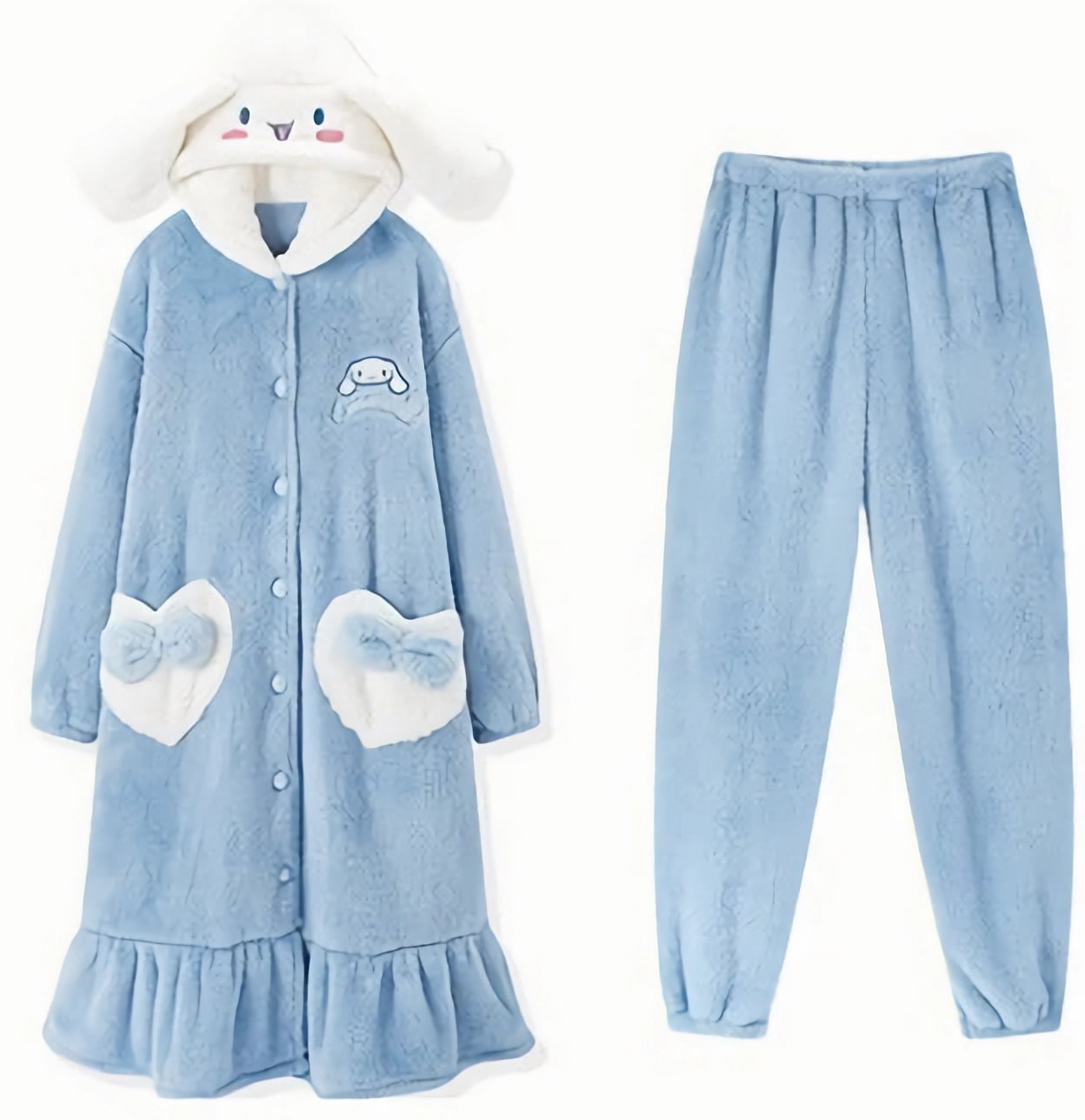 Cinnamoroll Pajamas Set, Women's Nightgown with Pants, Warm Cozy Ears ...